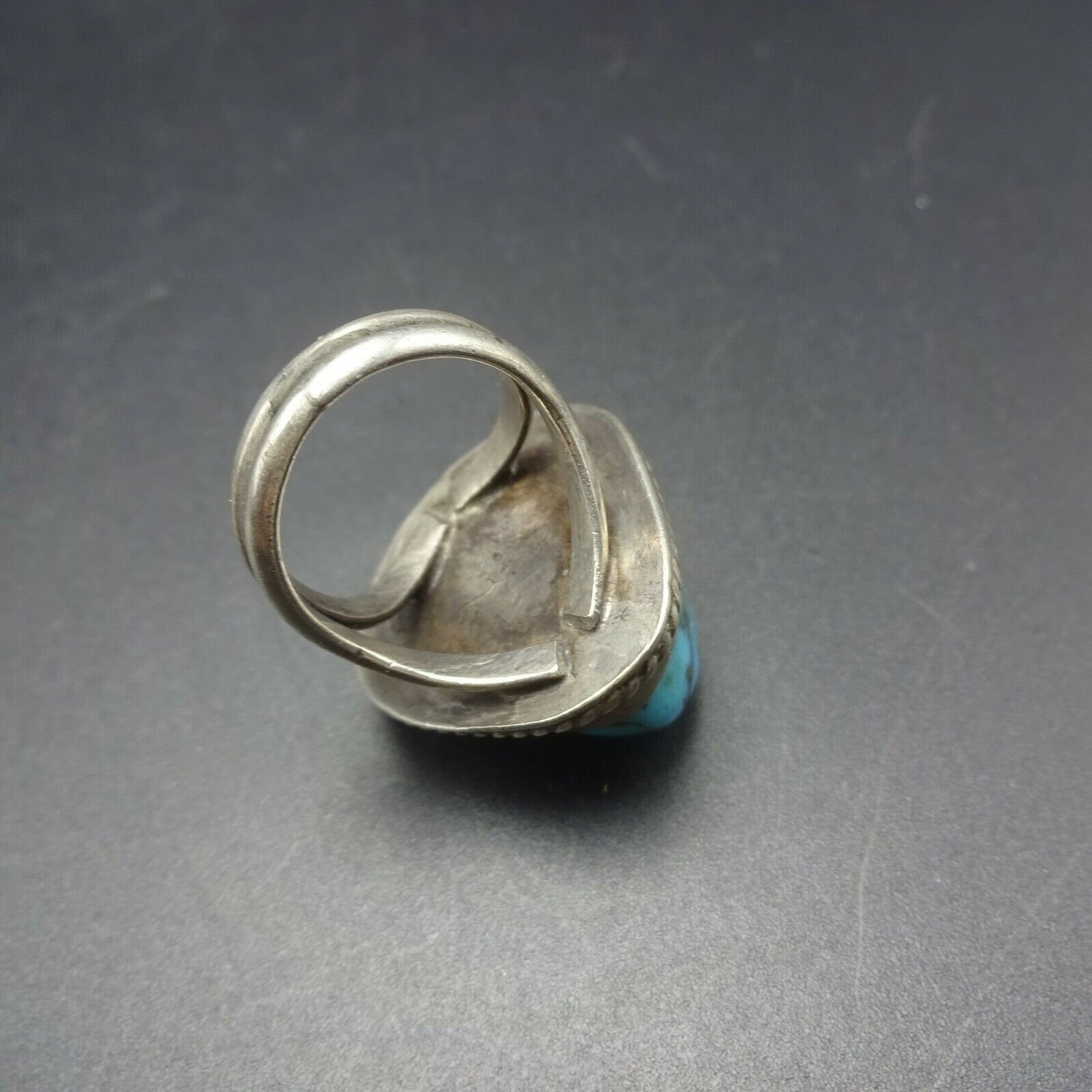 Vintage Sterling Silver and NATURAL TURQUOISE Ring Size 6, Triangular ...