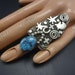 2" LONG Alex Sanchez NAVAJO Sterling Silver TURQUOISE Petroglyph Ring ...