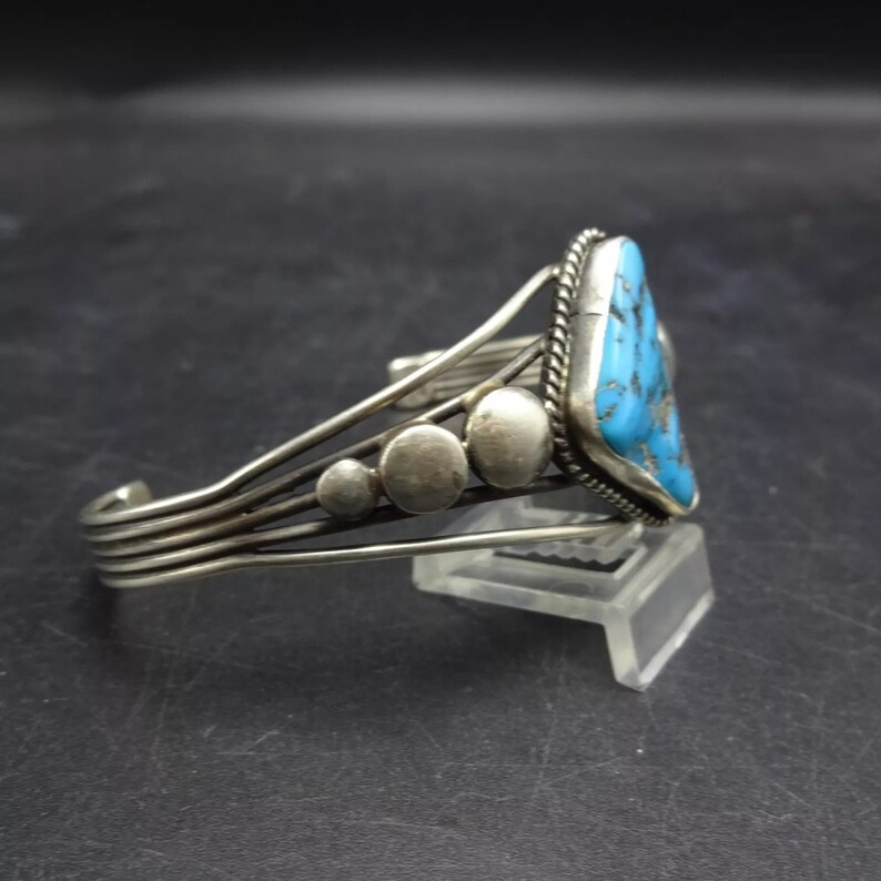 VERDY JAKE Vintage Navajo Sterling Silver Morenci TURQUOISE Cuff ...