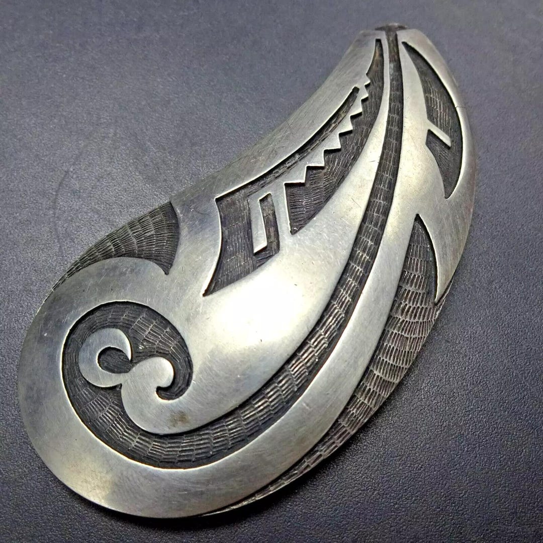 Vintage HOPI Sterling Silver Overlay Pin/brooch Signed HOPICRAFTS 2.25 ...
