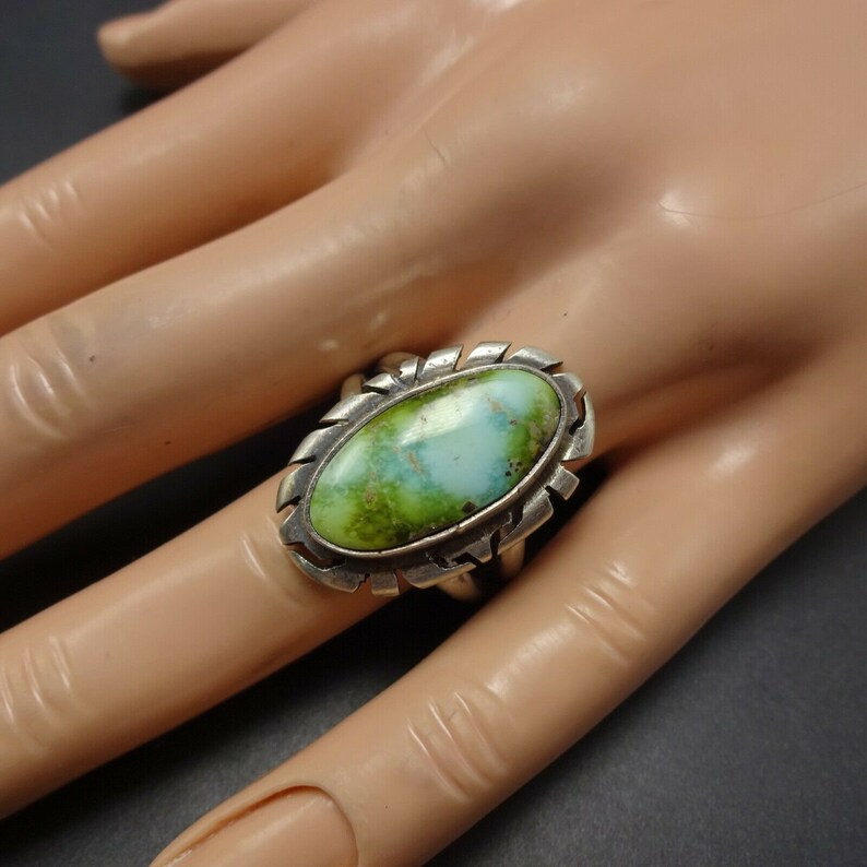 Perfect NAVAJO Sterling Silver DAMELE TURQUOISE Ring Size 9 by - Etsy