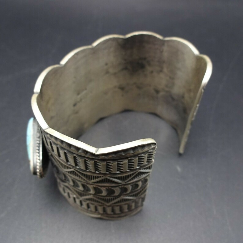 HUGE Andy Cadman NAVAJO Hand-stamped Sterling Silver TURQUOISE | Etsy