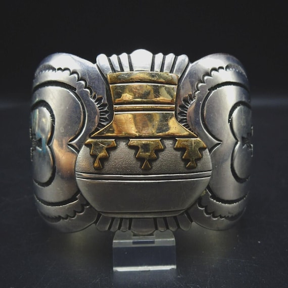 VINTAGE Thomas Singer NAVAJO Sterling Silver and Gold… - Gem