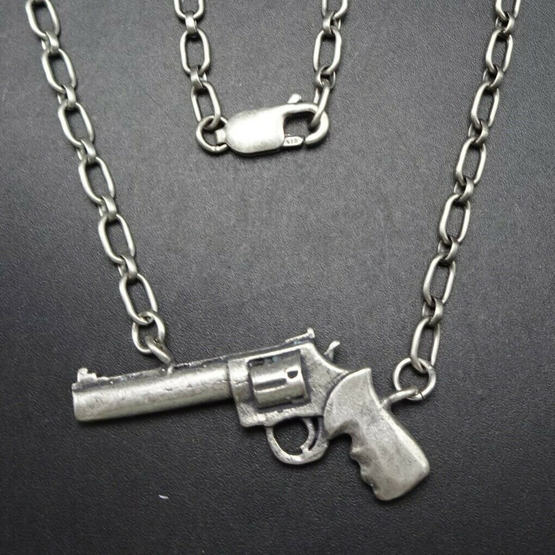 Sterling Silver GUN Pendant NECKLACE Colt Revolver on an 18" 925 Chain ...