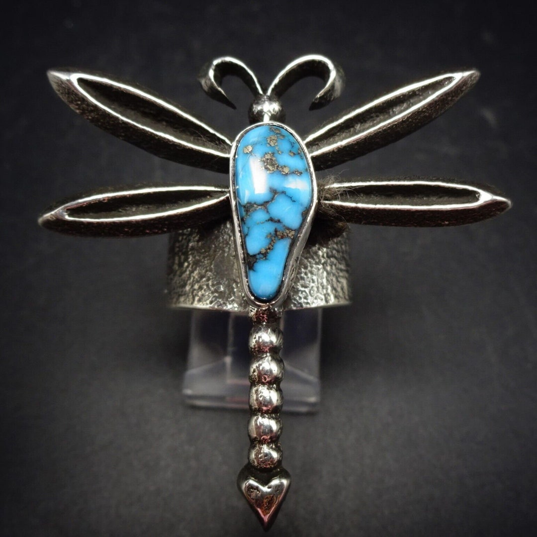 Aaron Anderson NAVAJO Tufa Cast Sterlingsilver TURQUOISE Dragonfly RING Size 6.5 - Etsy