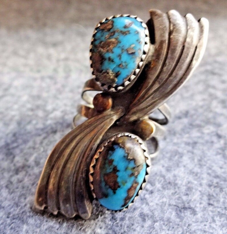Lovely Vintage Sterling Silver and Morenci TURQUOISE RING, Size 6.5 - Etsy