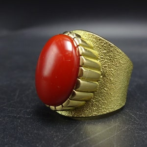Navajo DARRYL Dean BEGAY Japanese AKA Coral Tufa Cast Solid 18K Gold ...
