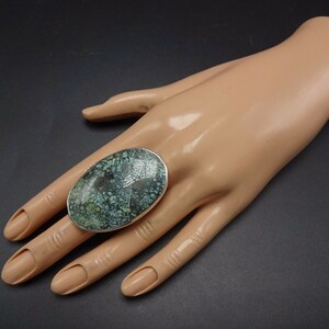 Huge Oval Sterling Silver & Webbed TURQUOISE Ring, Size 8.5, FLORENTINO ...