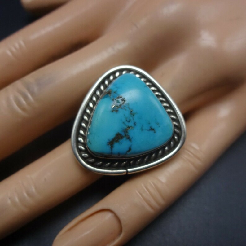 Vintage Sterling Silver High Blue MORENCI TURQUOISE Ring Size 8.25 - Etsy