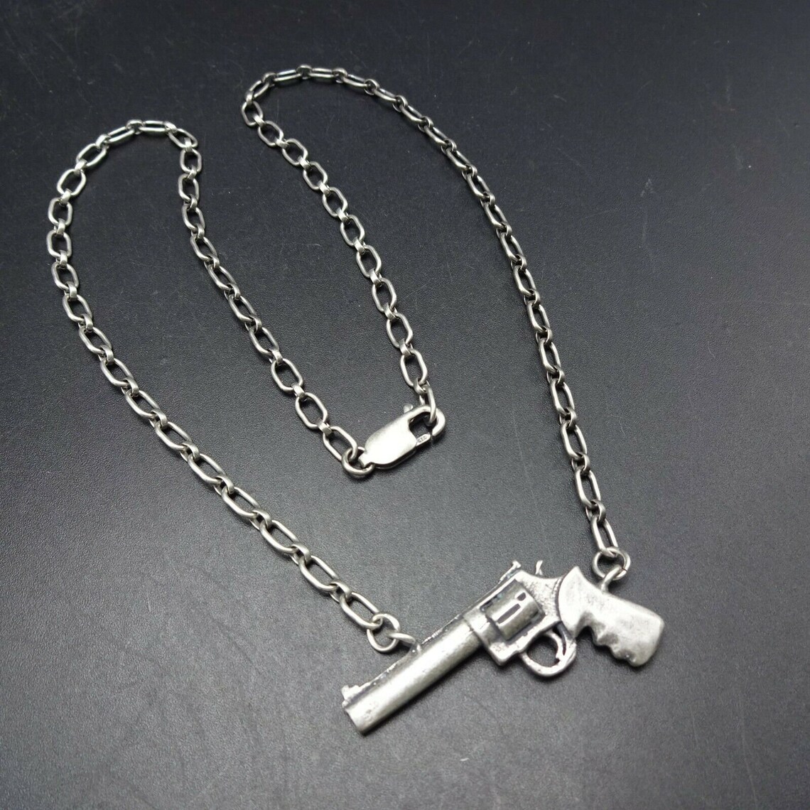 Sterling Silver GUN Pendant NECKLACE Colt Revolver on an | Etsy