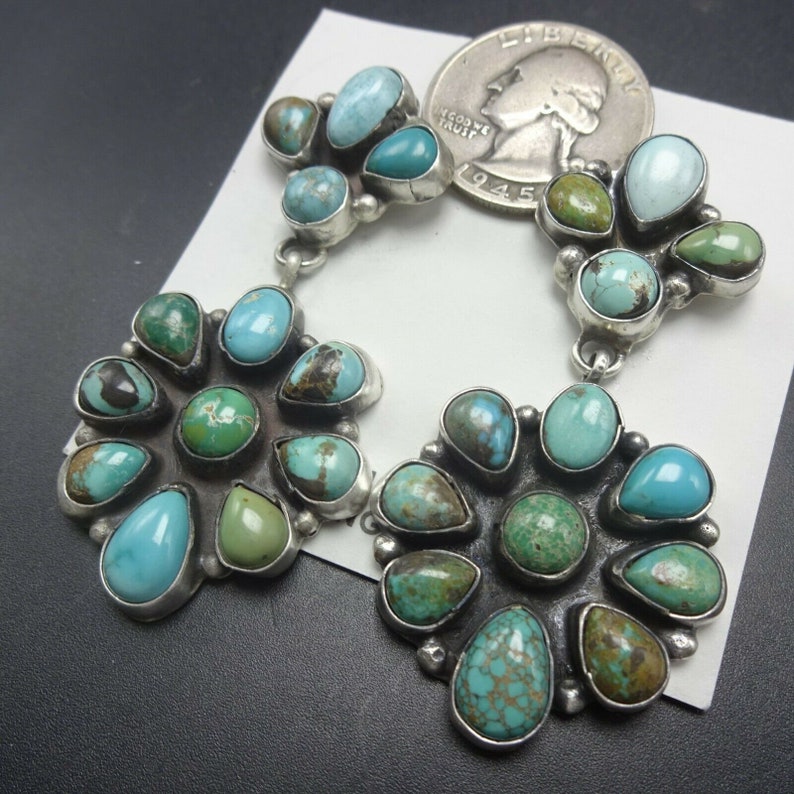 Ella Peter NAVAJO Sterling Silver TURQUOISE SAMPLER Cluster - Etsy