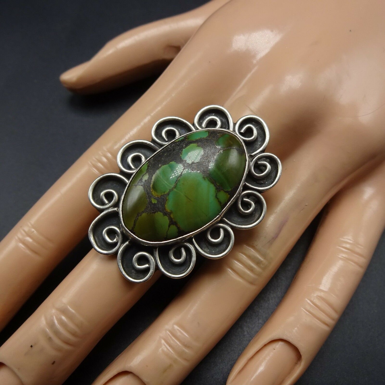 Vintage NEVADA GREEN TURQUOISE Sterling Navajo Pearls Necklace - Etsy