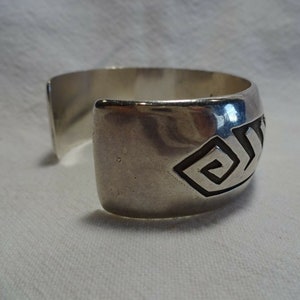 Signed Vintage NAVAJO Michael TAHE Sterling Silver Overlay & TURQUOISE ...