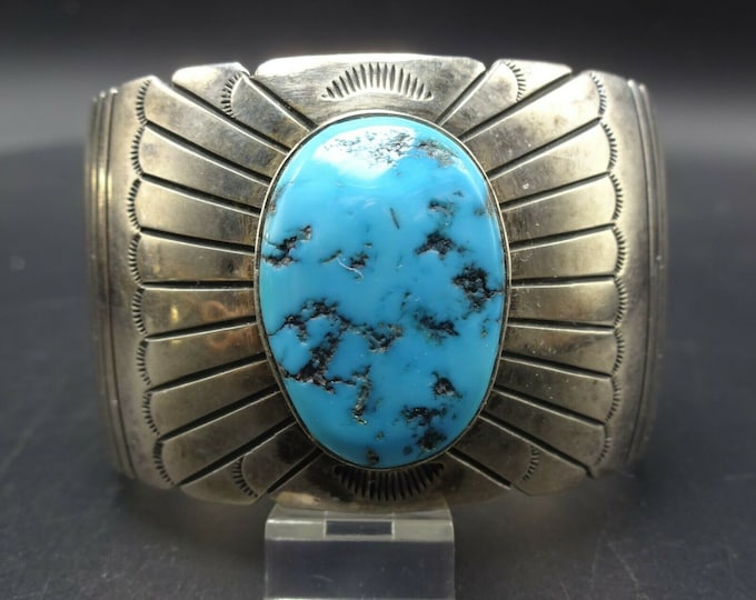 Herbert BEGAY Vintage Navajo Sterling Silver KINGMAN TURQUOISE Cuff ...