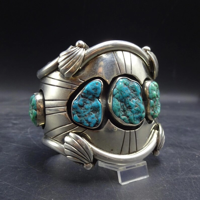 Huge Heavy TIM Kee WHITMAN Navajo Vintage Sterlingsilver TURQUOISE Cuff ...