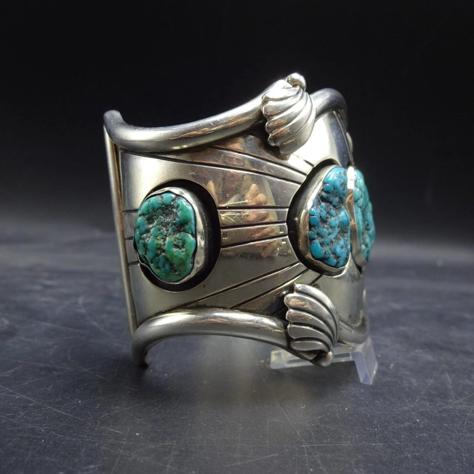 Huge Heavy TIM Kee WHITMAN Navajo Vintage Sterlingsilver TURQUOISE Cuff ...