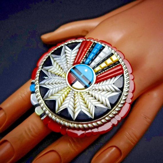 Wilbert Manning Navajo Mosaic Inlay CORAL MOP TURQUOI… - Gem