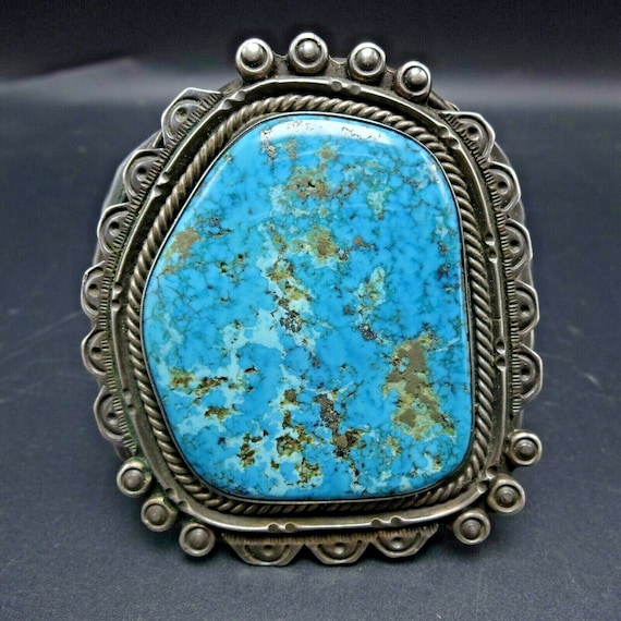 HUGE Heavy Vintage Sterling Silver MORENCI TURQUOISE… - Gem