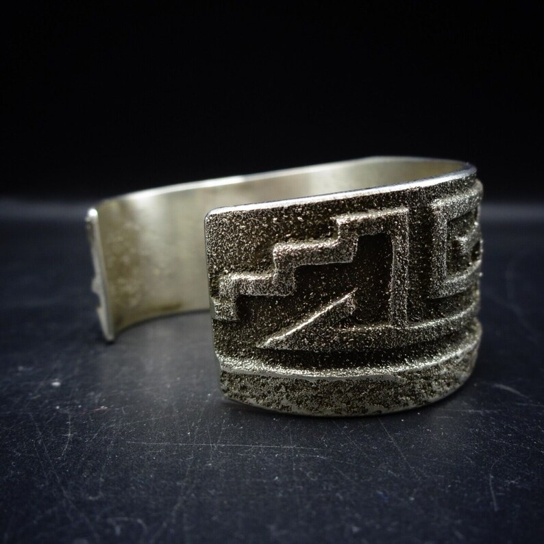 Anthony Bowman NATIVE AMERICAN Tufa Cast STERLING Silver Cuff Bracelet ...
