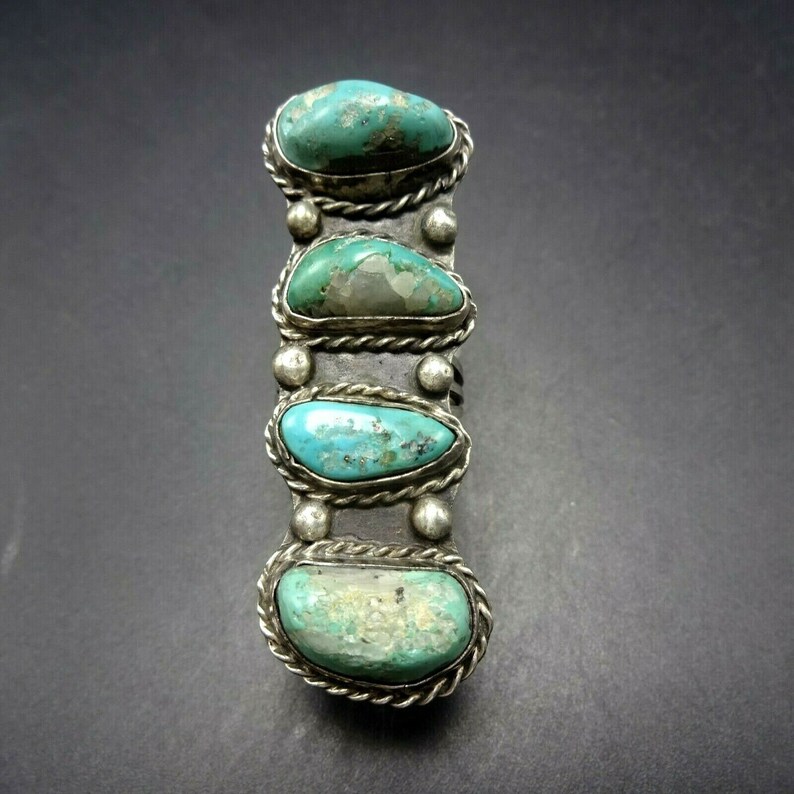 Vintage Sterling Silver NATURAL TURQUOISE Quartz Inclusions - Etsy