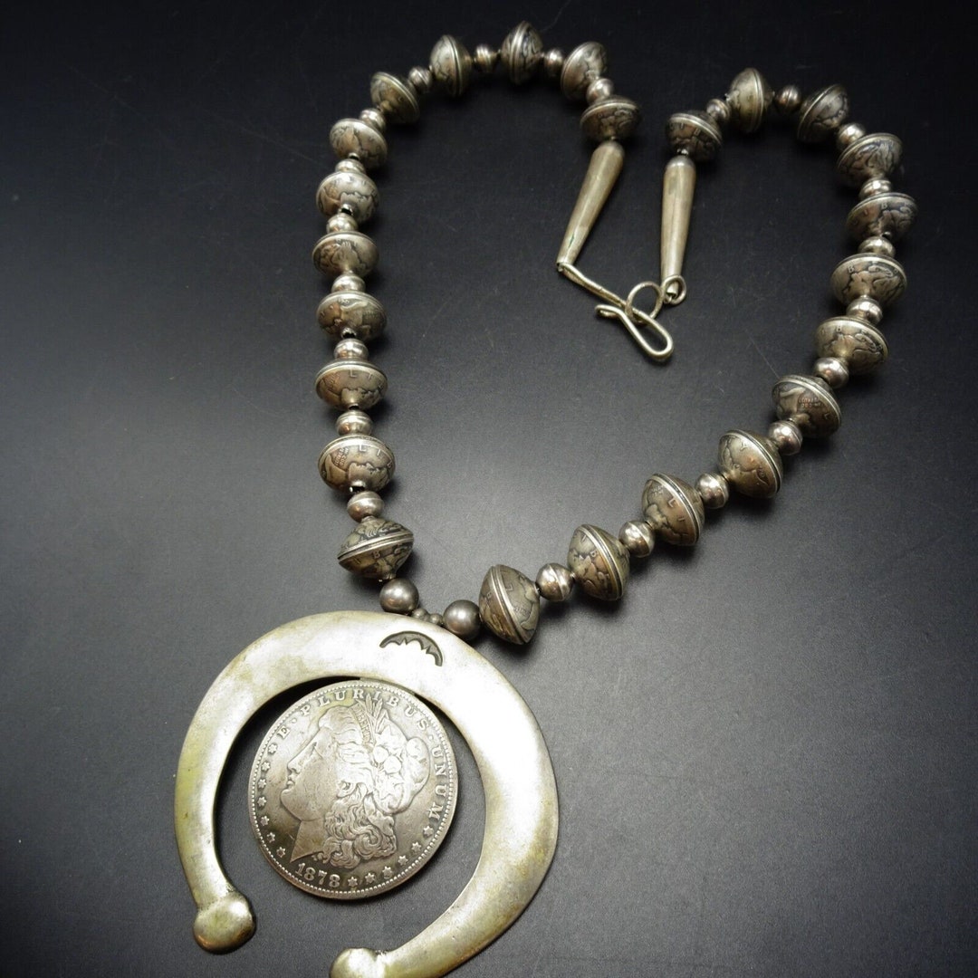 Vintage Coin Silver MERCURY DIME BEAD Necklace W/ 1878 Morgan Silver ...