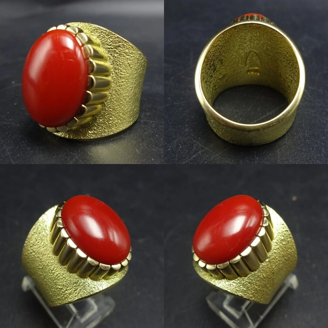 Navajo DARRYL Dean BEGAY Japanese AKA Coral Tufa Cast Solid 18K Gold ...