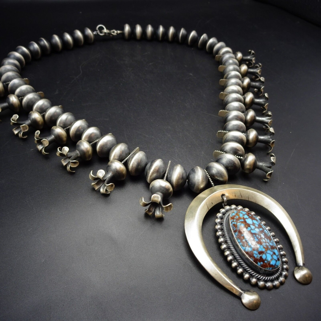 Ernest Roy Begay NAVAJO Sterling Silver TURQUOISE Squash Blossom ...