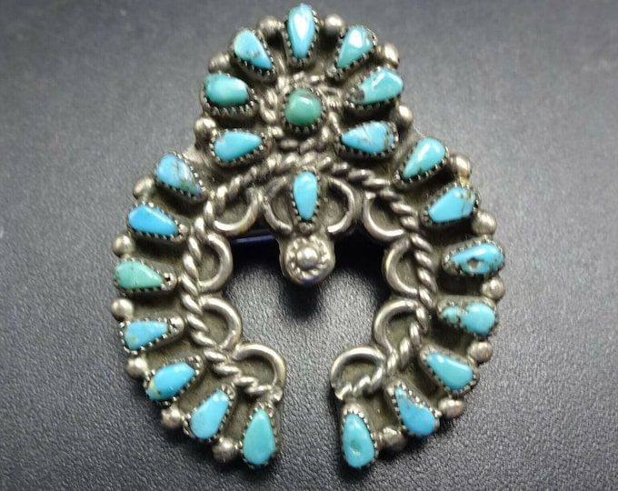 SOUTHWESTERN Turquoise Silver Brooch Earrings Set VINTAGE Faux ...