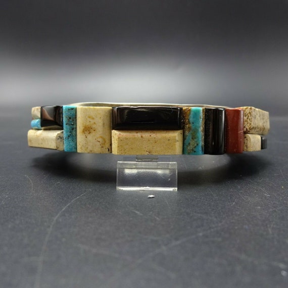 Navajo Lester JAMES Sterling Silver MULTI STONE Raise… - Gem Navajo Lester JAMES Sterling Silver MULTI STONE Raise… - Gem