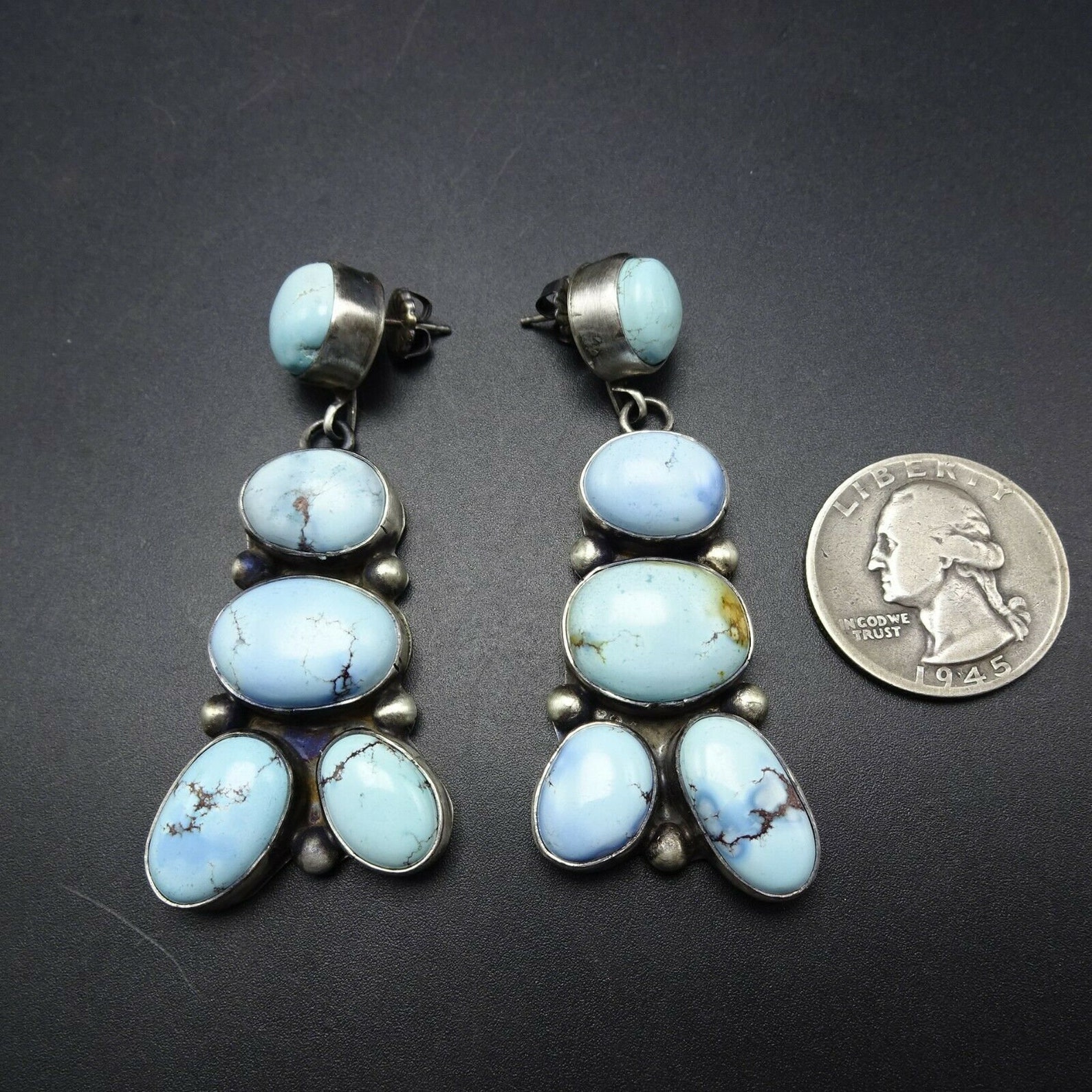 DRAMATIC Kathleen Chavez Navajo Sterling Silver Golden HILLS TURQUOISE ...