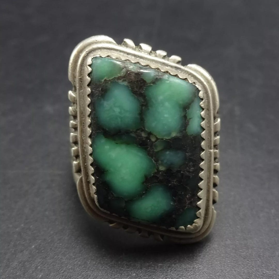 WILL DENETDALE Navajo Damele TURQUOISE Sterling Silver Ring Size 9 ...