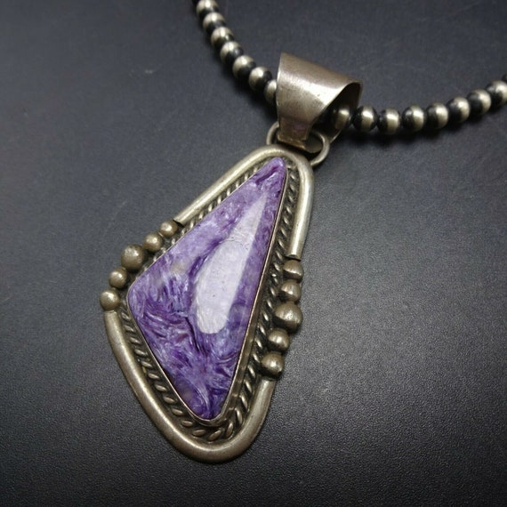 Vintage NAVAJO Sterling Silver PURPLE CHAROITE Pendan… - Gem