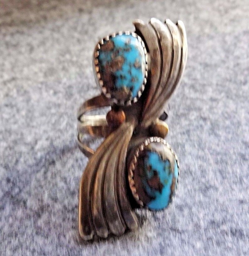 Lovely Vintage Sterling Silver and Morenci TURQUOISE RING, Size 6.5 - Etsy