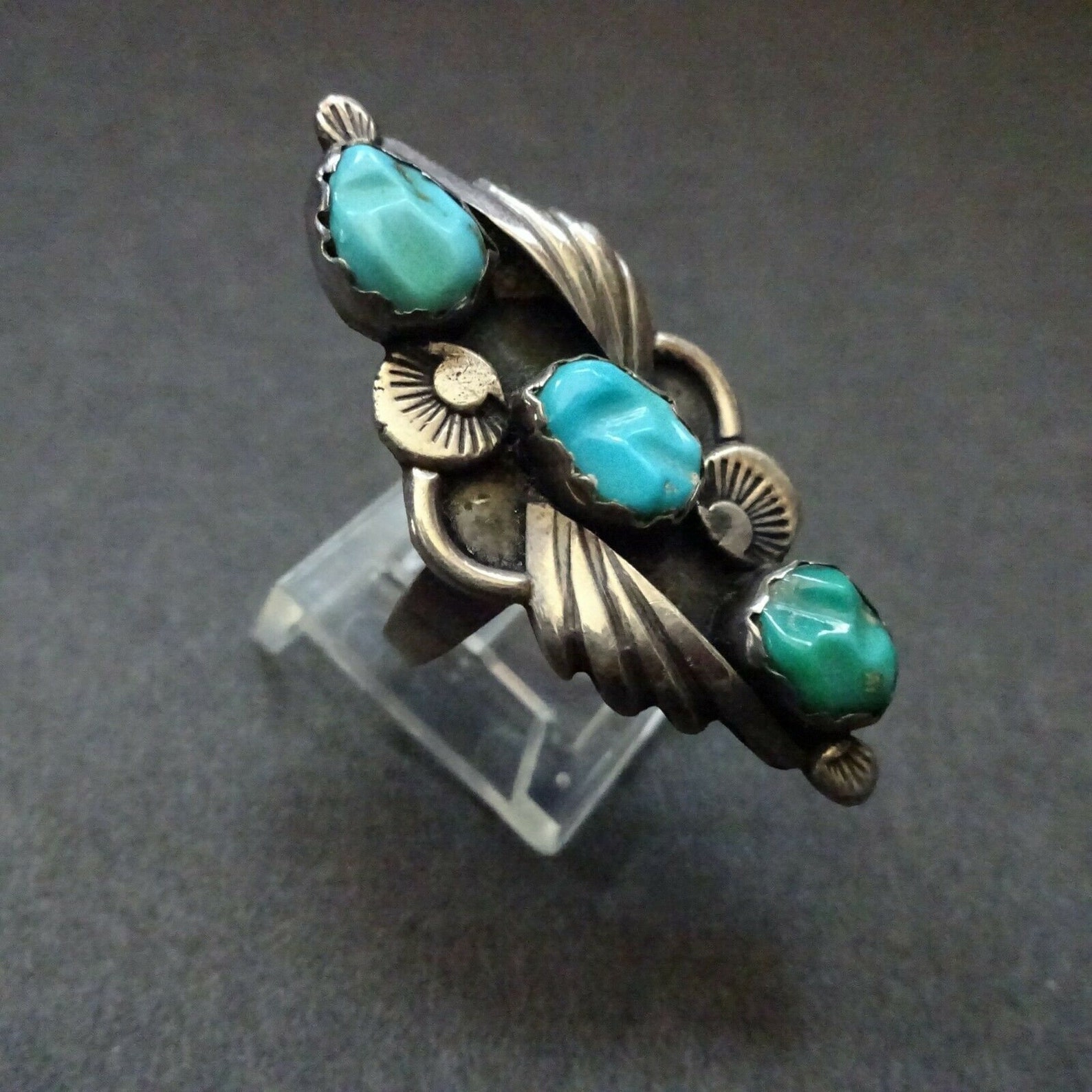 Classic Vintage Sterling Silver TURQUOISE Ring Size 7 - Etsy