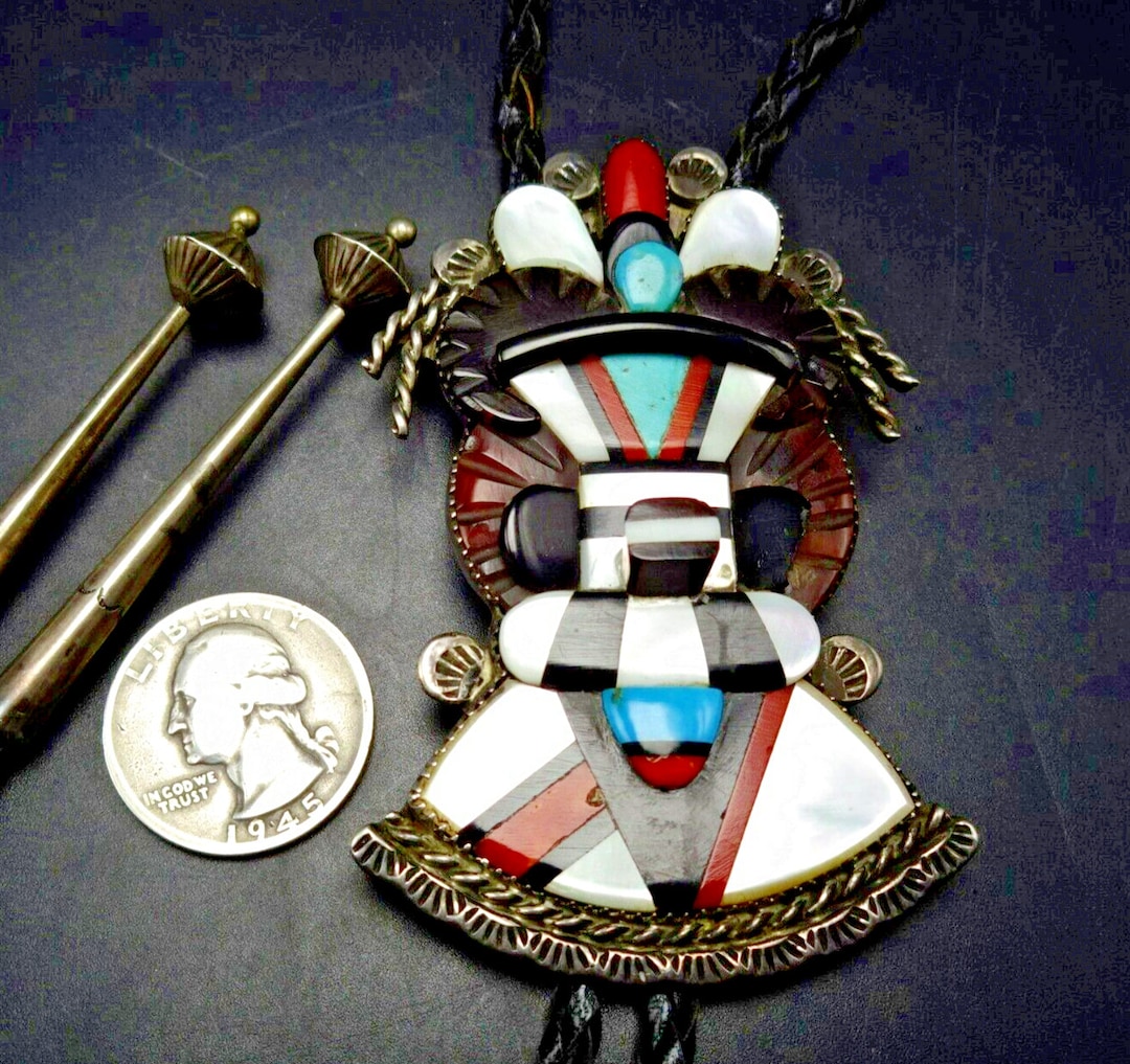 EXQUISITE Vintage Zuni ANDREW DEWA Sterling Silver Antelope Kachina Bolo Tie - Etsy