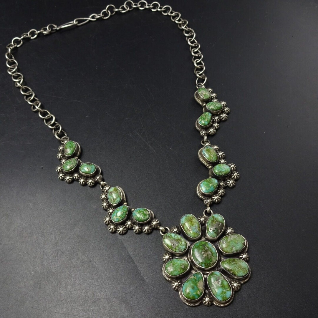 EXQUISITE Kathleen Chavez NAVAJO Sterling Silver Sonoran Gold TURQUOISE ...