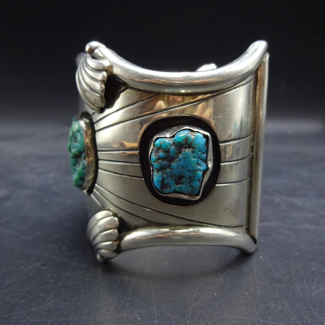Huge Heavy TIM Kee WHITMAN Navajo Vintage Sterlingsilver TURQUOISE Cuff ...
