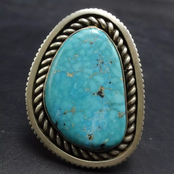 Big GILBERT BEGAY Navajo Blue Waterweb TURQUOISE Ster… - Gem