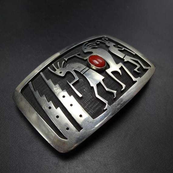Hopi PHILLIP SEKAQUAPTEWA Weseoma Belt BUCKLE Kokopel… - Gem