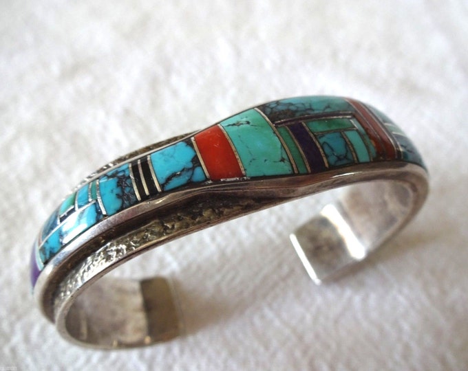 Signed Vintage Navajo Randy BOYD & Edward BECENTI Sterling Silver Multi ...