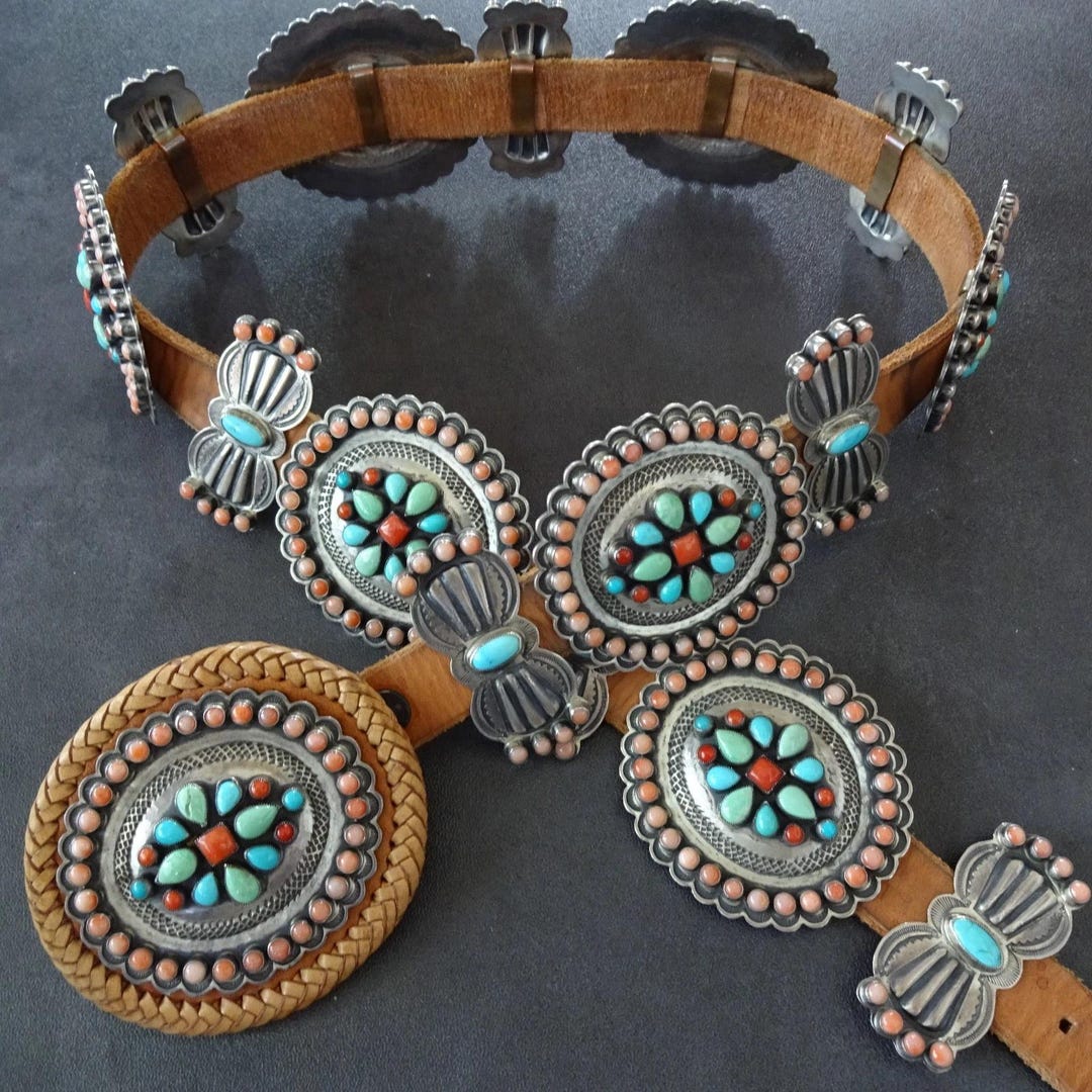 Vtg LEO FEENEY for Don LUCAS Multi-stone Petit Point Cluster Concho ...