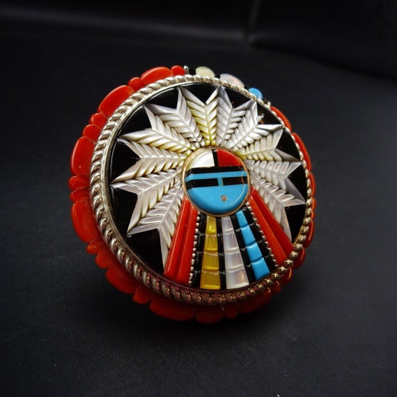 Wilbert Manning Navajo Mosaic Inlay CORAL MOP TURQUOI… - Gem