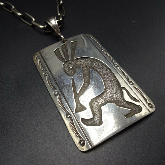 Vintage NAVAJO Sterling Silver Overlay KOKOPELLI PEND… - Gem