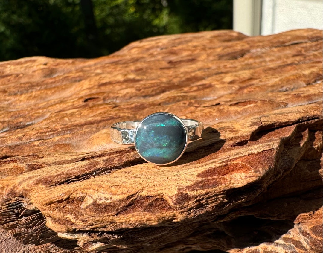 Dark and Mysterious Black Opal Ring - Size 5.5 - Etsy