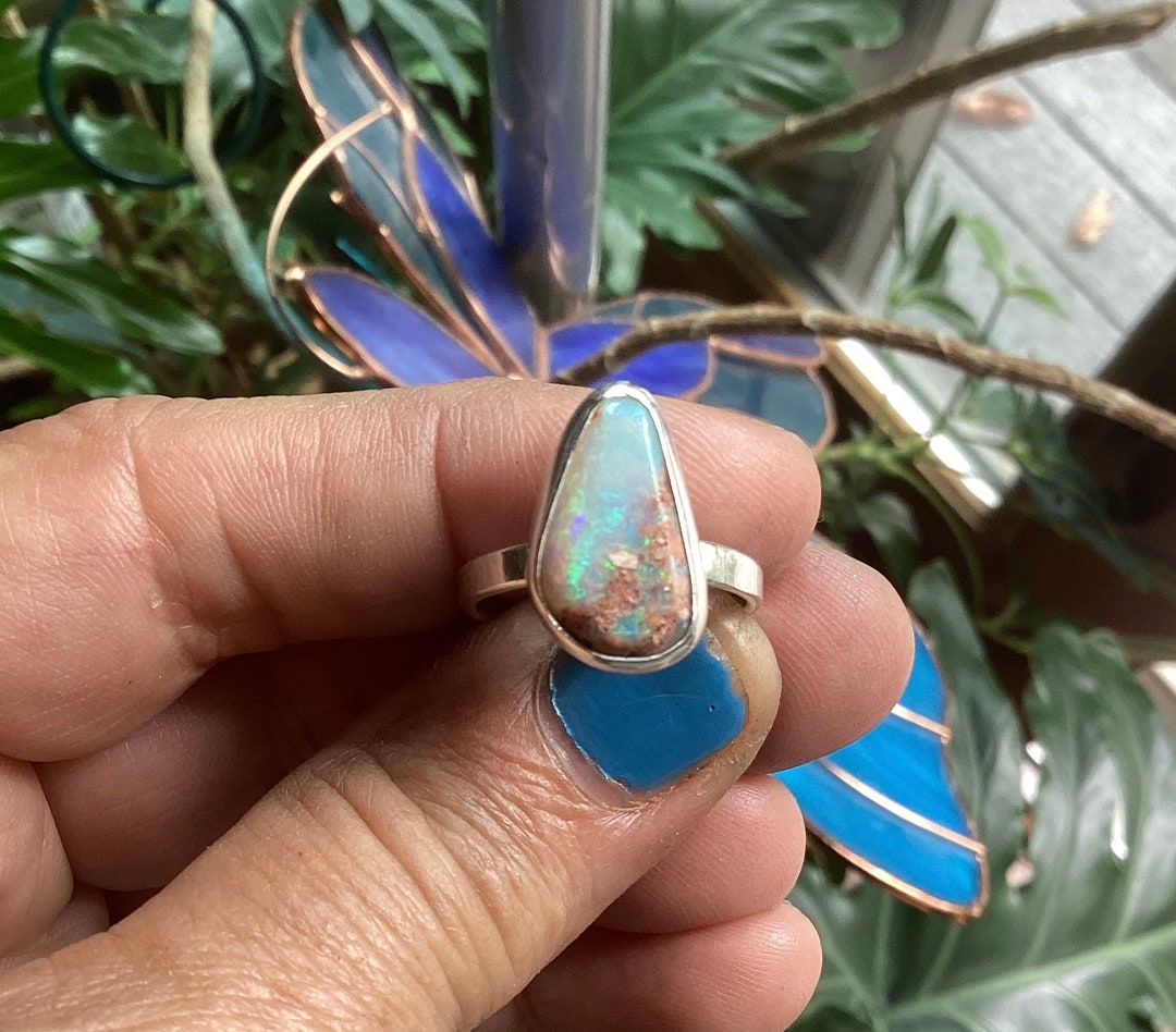 Subtle Flash Pipe Opal Ring - Size 8.75 - Etsy
