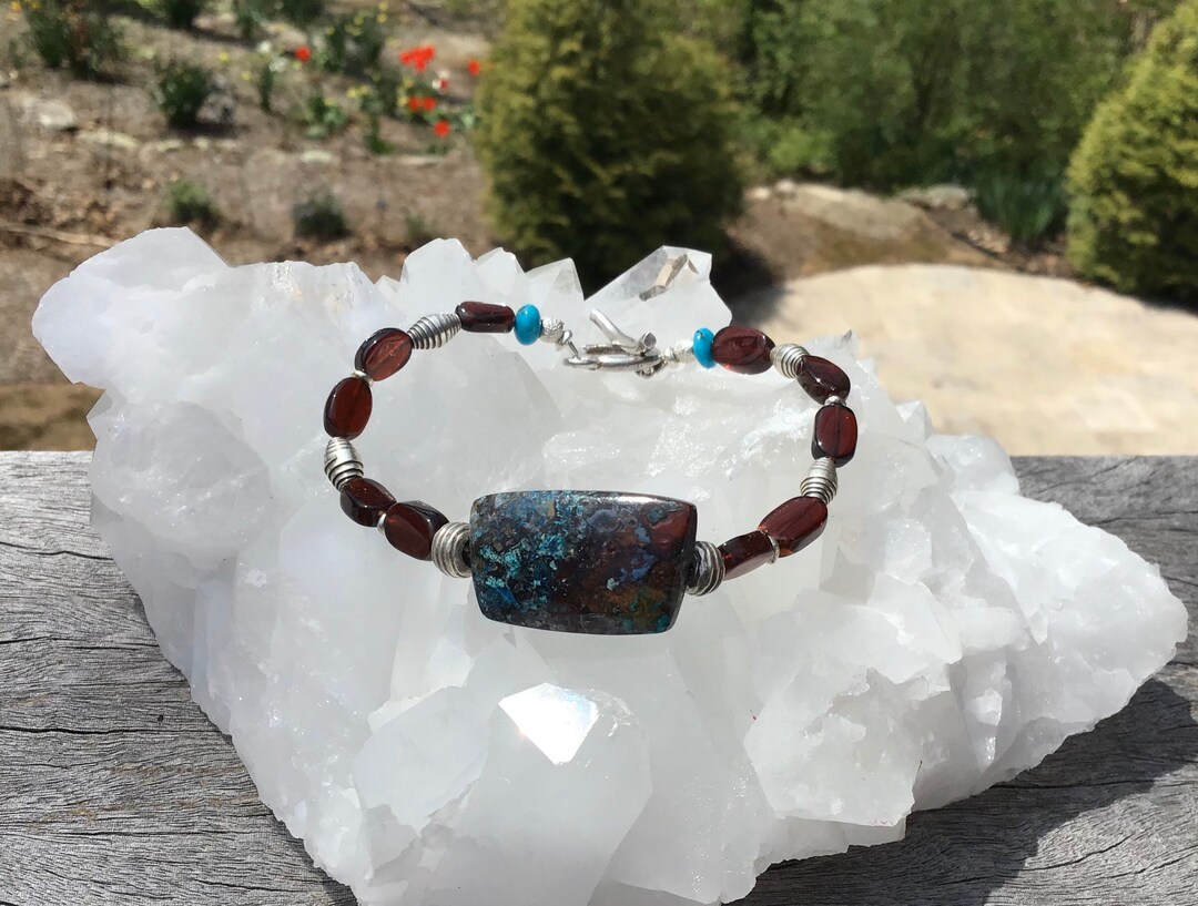 Apache Chrysocolla With Garnets and Sleeping Beauty Turquoise and Hill ...