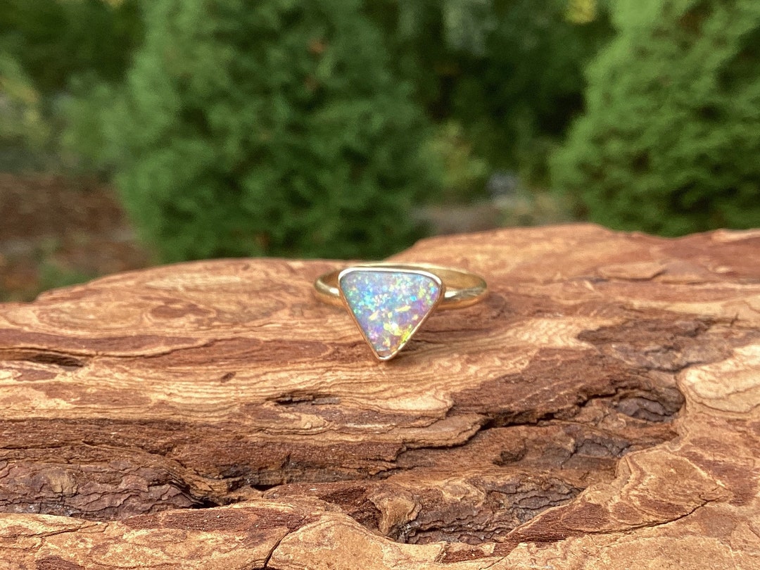 Rainbow Sparkle Pyramid Pipe Opal Ring - Size 7 - Etsy