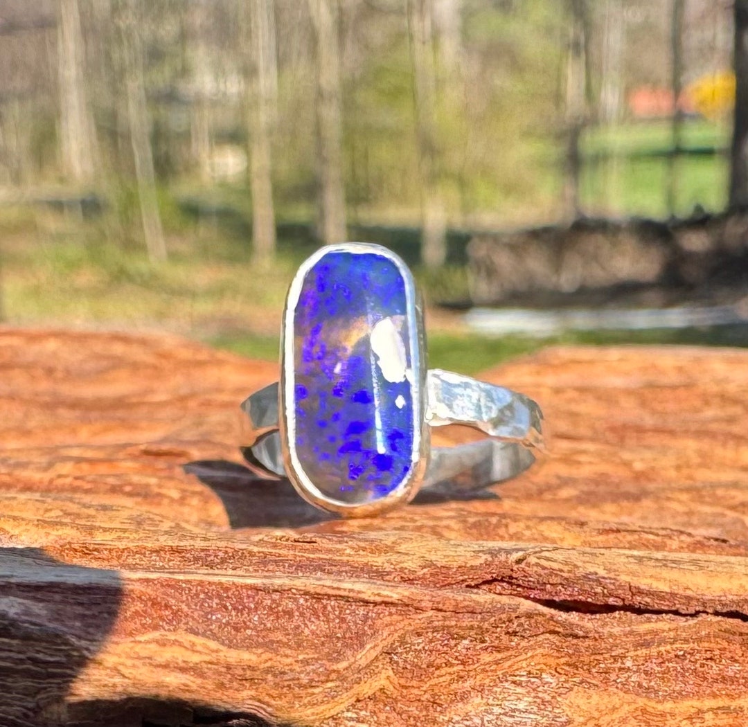 Deep Purple Lightning Ridge Opal Ring - Size 7 - Etsy