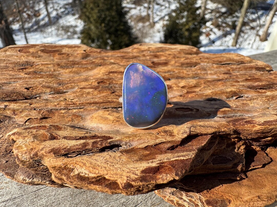 Pretty Purple Lightning Ridge Opal Ring - Size 8 - Etsy