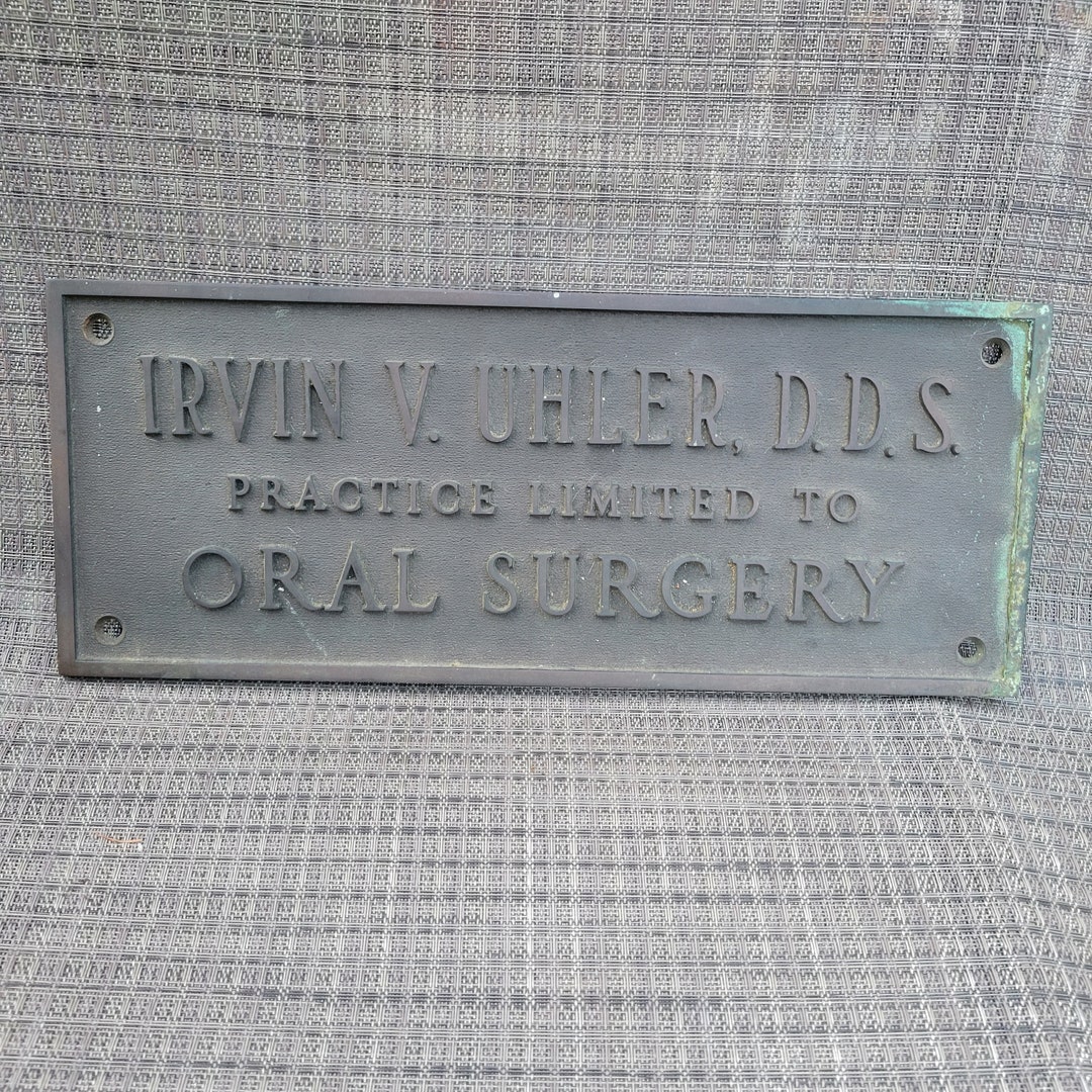 Authentic 1930s Vintage Oral Surgery Bronze Cast Medical Surgeon Sign ...